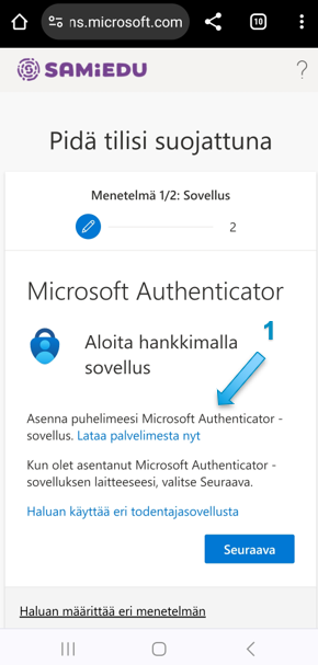 Microsoft 365:seen kirjautuminen matkapuhelimella - Samiedu